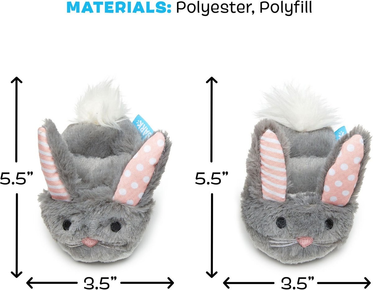 BARK Itty & Bitty The Bunny Slippers 2-in-1 Squeaky Plush Dog Toy ...
