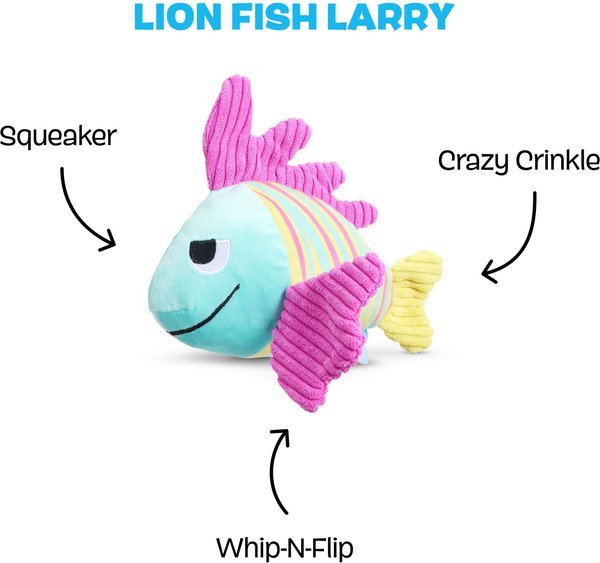 BARK Lion Fish Larry Thrasher Squeaky Plush Dog Toy, Medium - Chewy.com