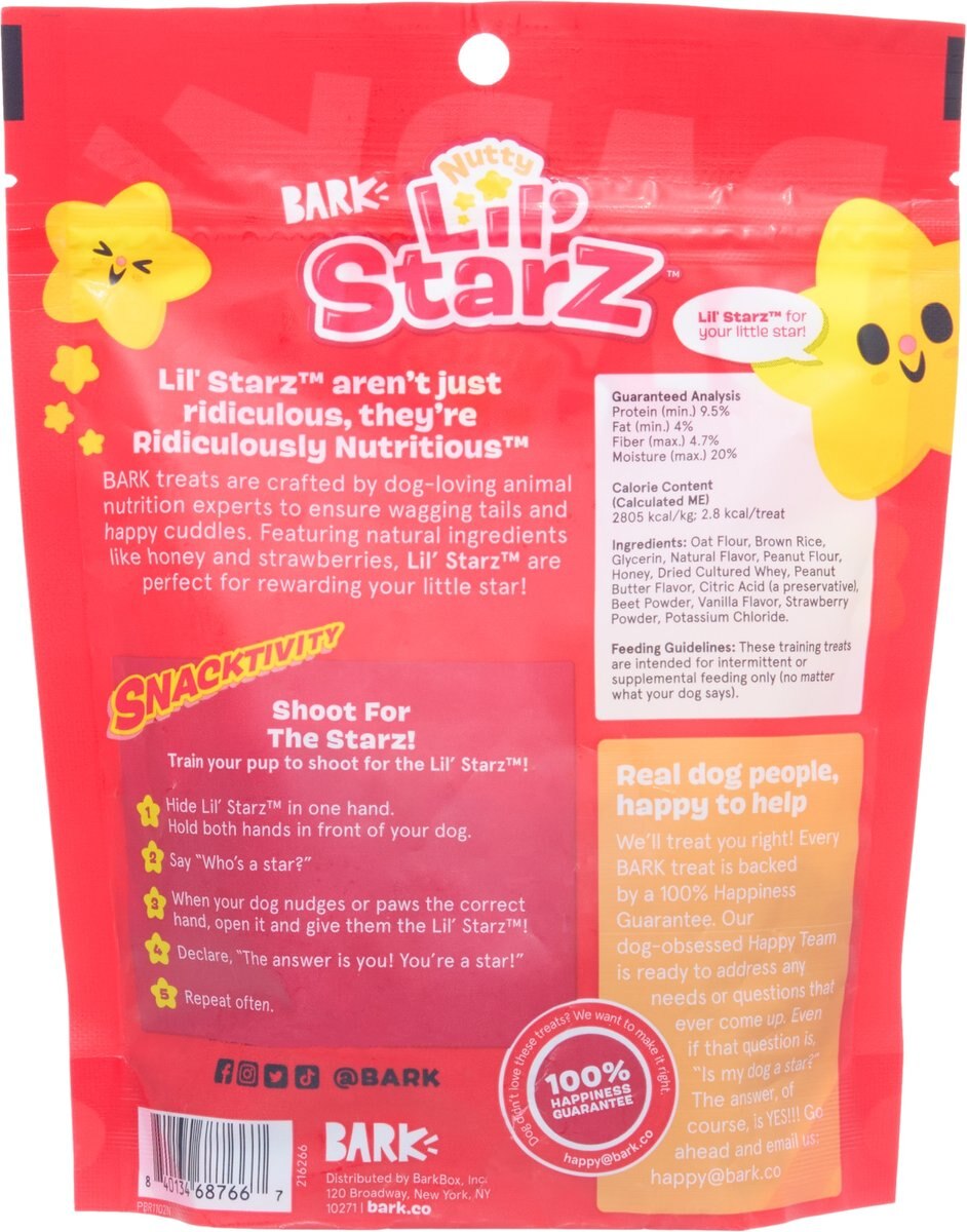 BARK Nutty Lil' Starz Peanut Butter & Jelly Flavored Soft & Chewy Dog ...
