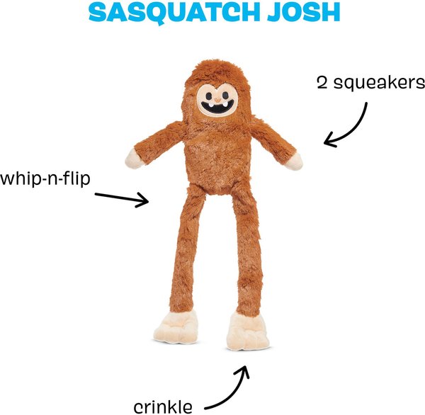BARK Sasquatch Josh Squeaky Plush Dog Toy, Brown - Chewy.com