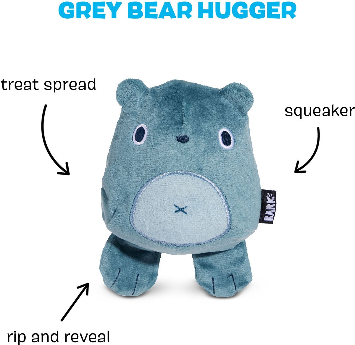 BARK Super Chewer Bear Hugger 2-in-1 Plush Exterior with Hard Core ...