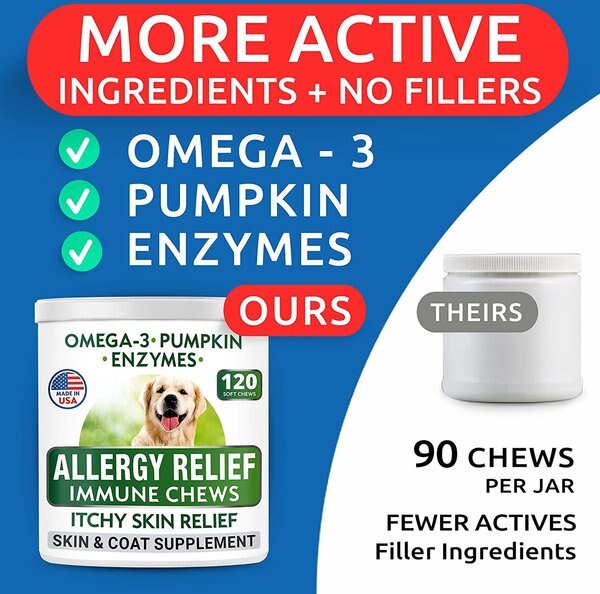 BARK&SPARK Allergy Relief Immune Dog Treats Supplement, 240 count ...