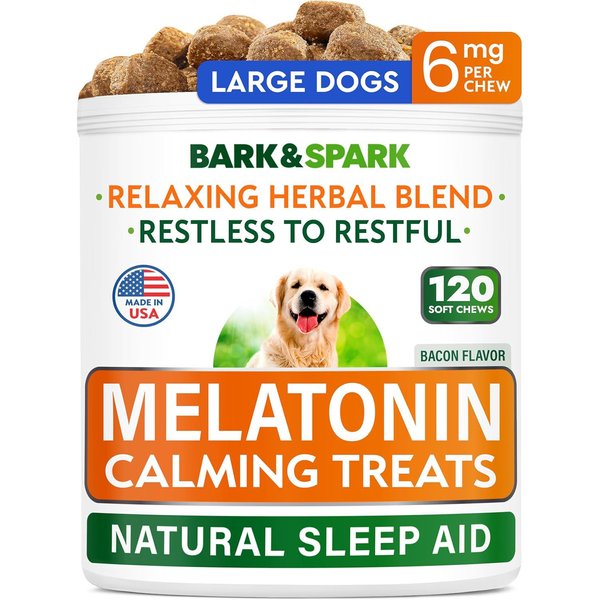 BARK&SPARK Calming Melatonin Stress Anxiety Relief & Sleep Aid Chew ...
