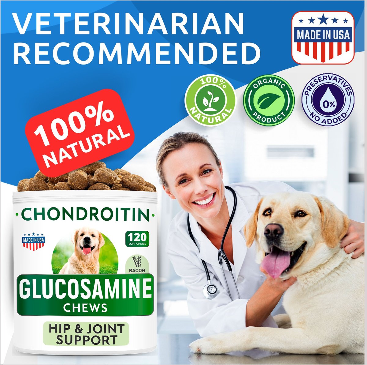 BARK&SPARK Glucosamine Chondroitin Hip & Joint with Omega 3 & Fish Oil ...