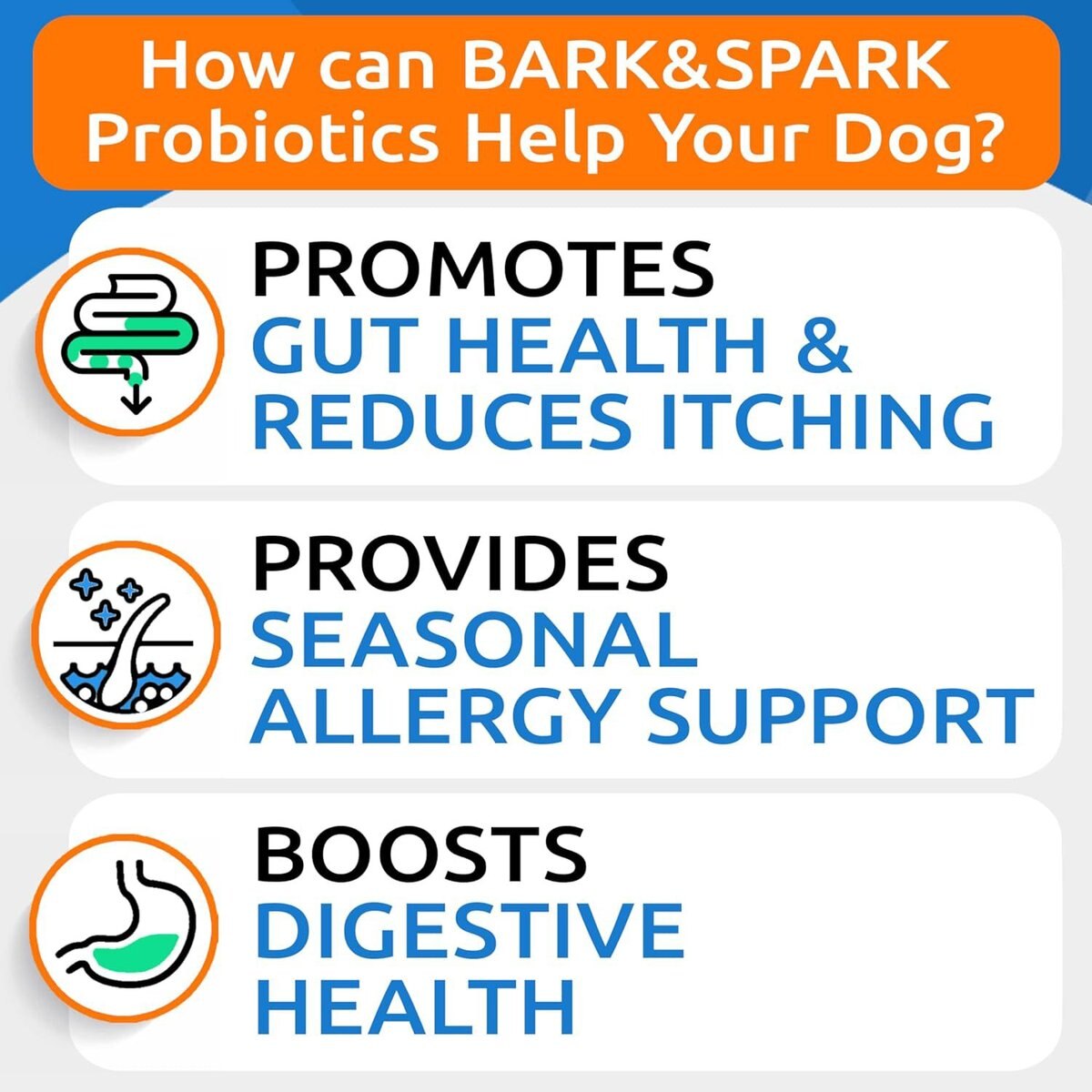 BARK&SPARK Vet Strength Probiotics Digestive Enzymes Prebiotics Fiber Chews Supplement for Dogs ...