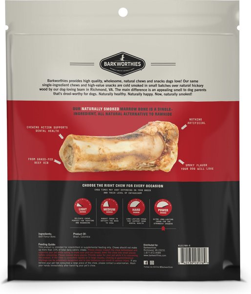BARKWORTHIES 6-in Smoked Beef Marrow Dog Bone, 2 count - Chewy.com