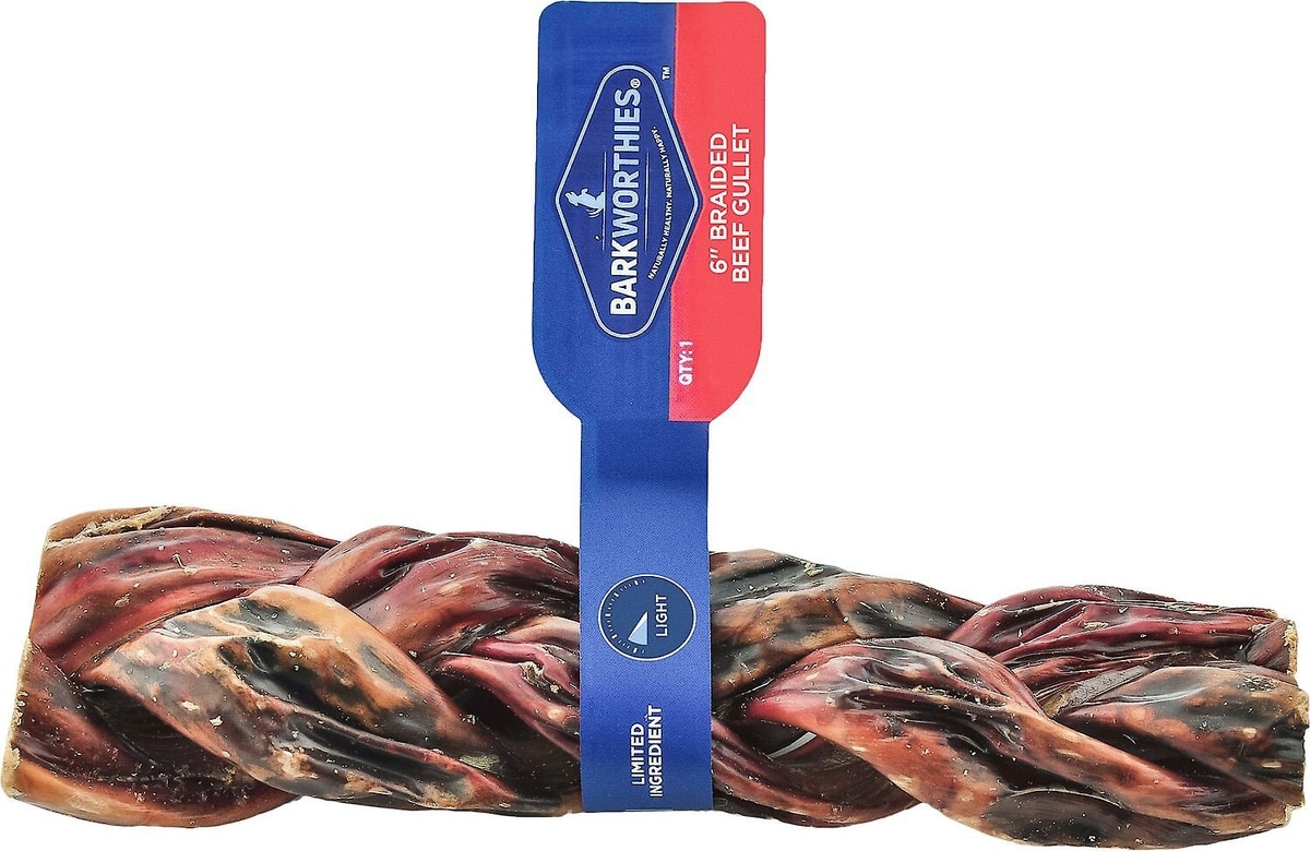 BARKWORTHIES Braided Beef Gullet 6" Dog Treat, 2 count bundle - Chewy.com
