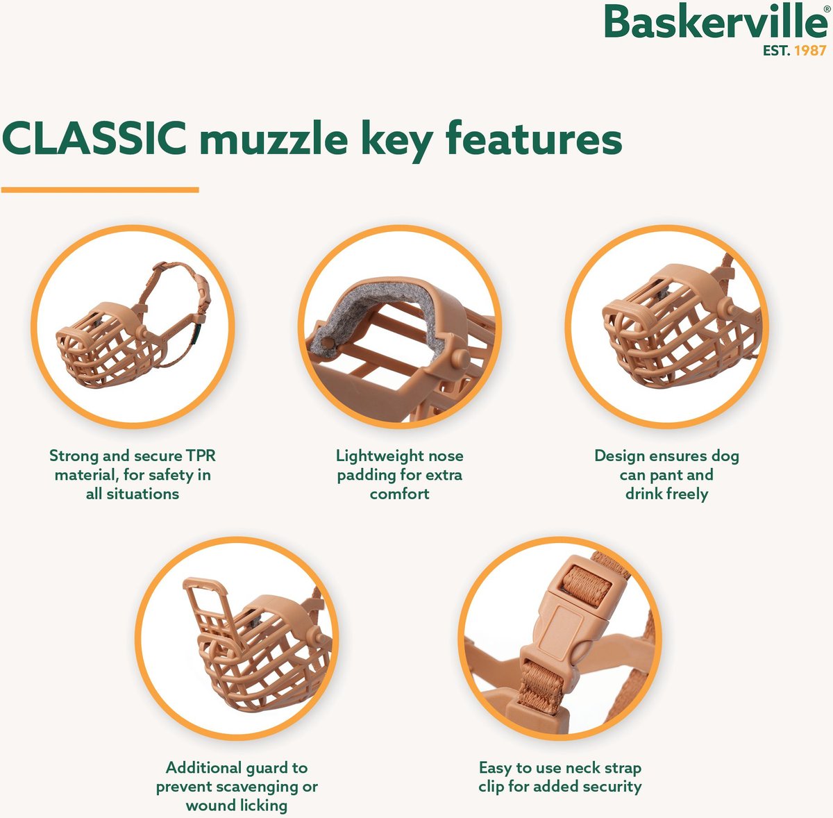 BASKERVILLE Classic Basket Muzzle, Tan, 6 - Chewy.com