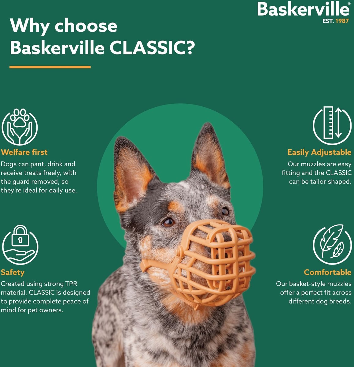 BASKERVILLE Classic Basket Muzzle, Tan, 6 - Chewy.com