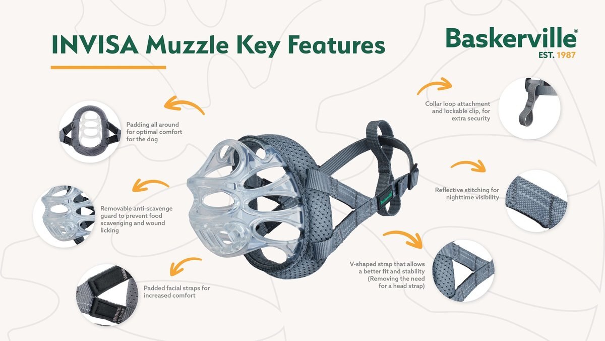 BASKERVILLE INVISA Dog Basket Muzzle, Grey, Size 4 - Chewy.com