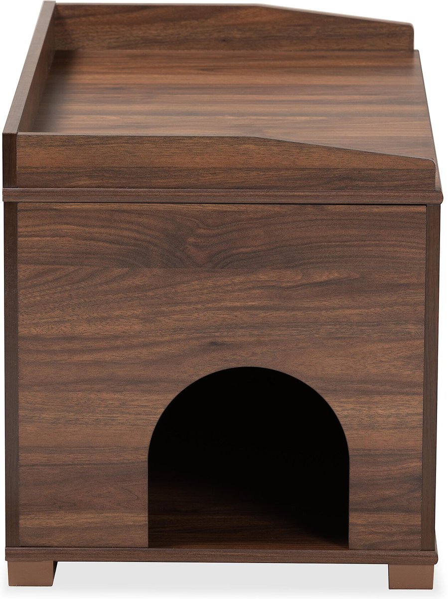 BAXTON STUDIO Cambrie Cat Litter Box Cover House, Walnut Brown - Chewy.com