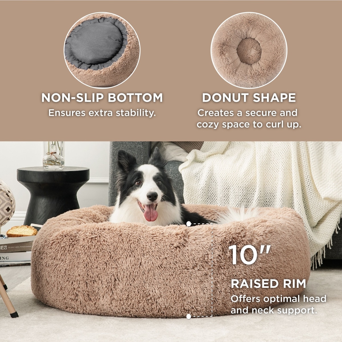 Discontinued - BEDSURE Calming Fluffy Plush Faux Fur Orthopedic Anti ...