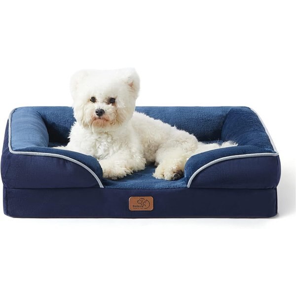BEDSURE Orthopedic Bolster Dog Sofa Bed with Removable Cover, Navy Blue ...