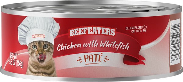 BEEFEATERS Chicken Whitefish Pate Wet Cat Food, 5.5-oz can, case of 24 ...