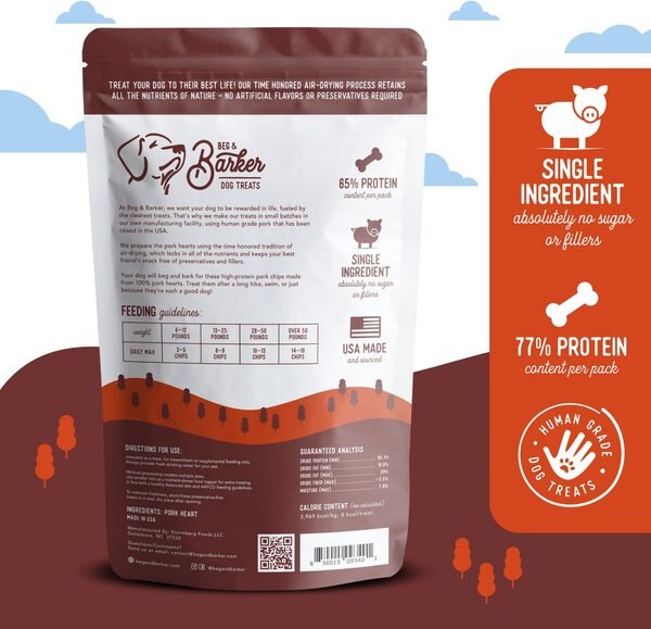 BEG & BARKER Whole Pork Chips All Natural Single Ingredient Dog Treats ...