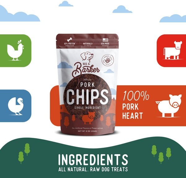 BEG & BARKER Whole Pork Chips All Natural Single Ingredient Dog Treats ...
