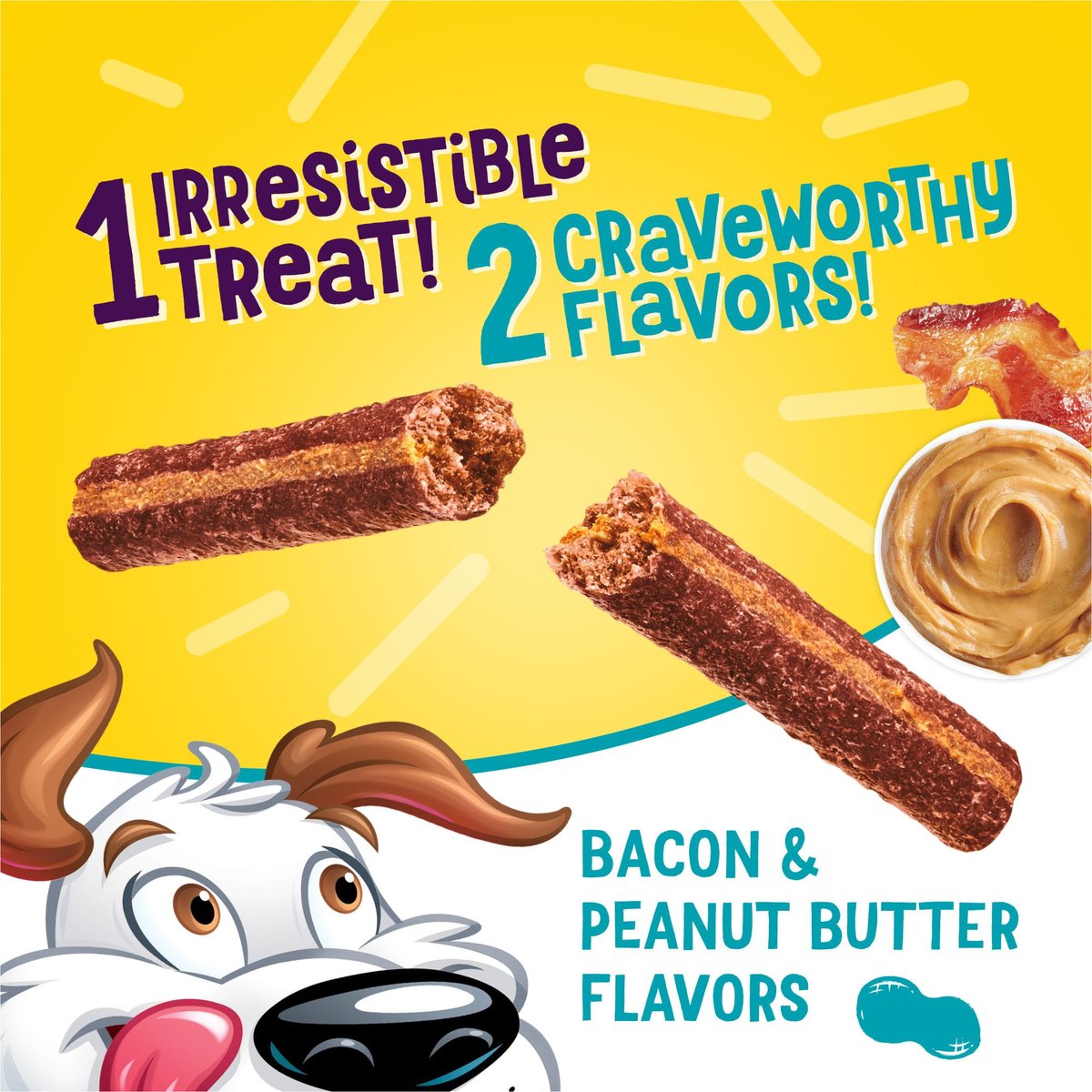 BEGGIN' Flavor Stix with Bacon & Peanut Butter Flavor Soft & Chewy Dog ...