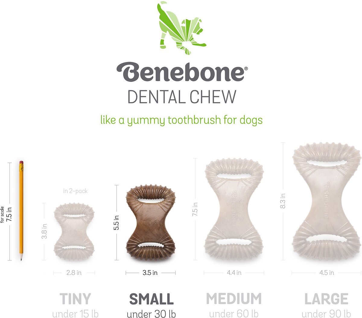 BENEBONE Bacon Flavor Dental Tough Dog Chew Toy, Small - Chewy.com