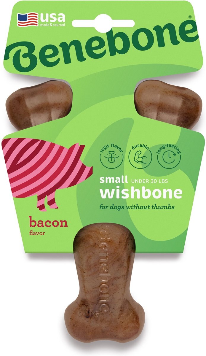 BENEBONE Bacon Flavor Wishbone Tough Dog Chew Toy, Small - Chewy.com