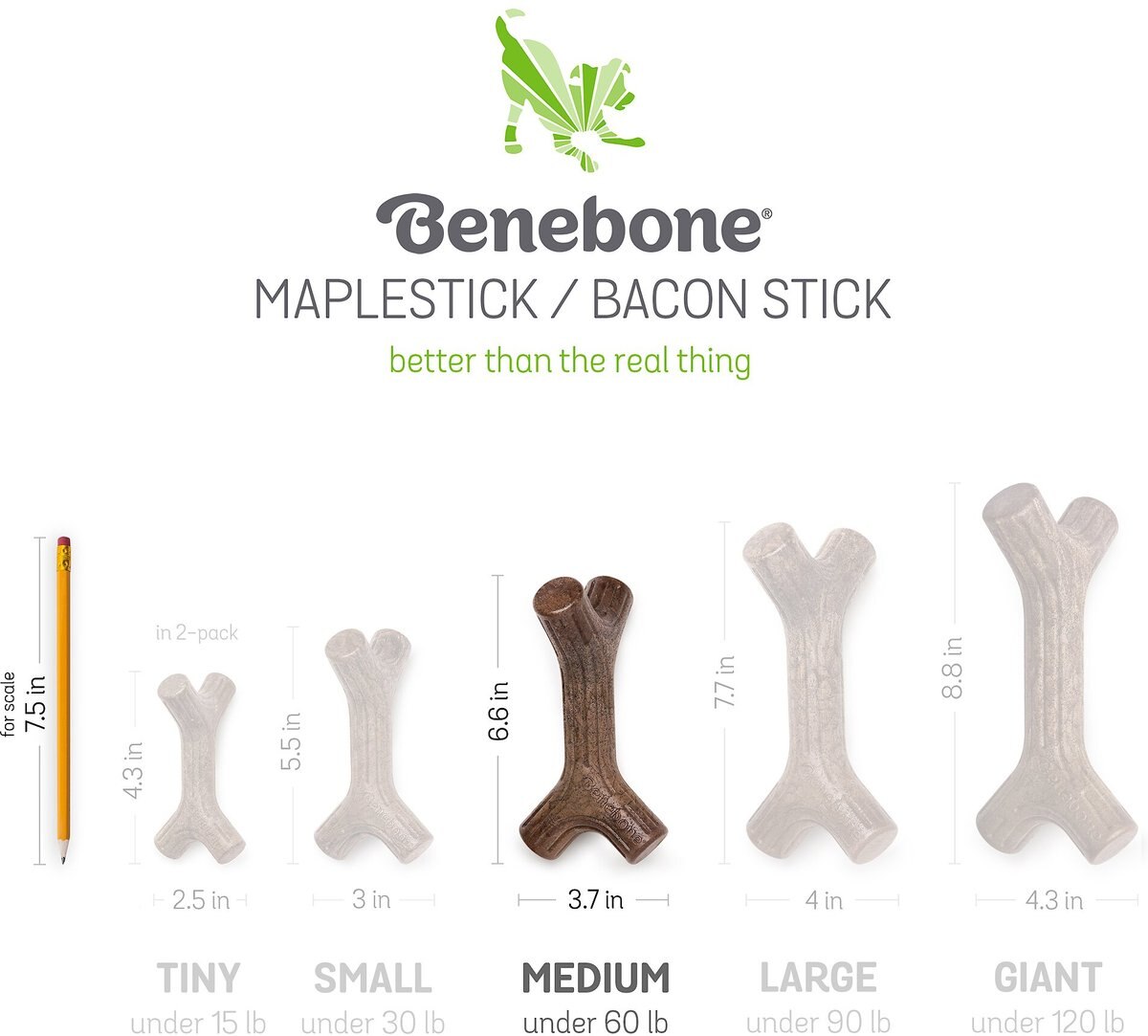 BENEBONE Bacon Stick Tough Dog Chew Toy, Medium - Chewy.com