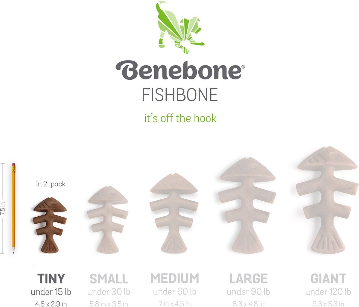 BENEBONE Fishbone Tough Puppy Chew Toy, Brown, 2 count - Chewy.com