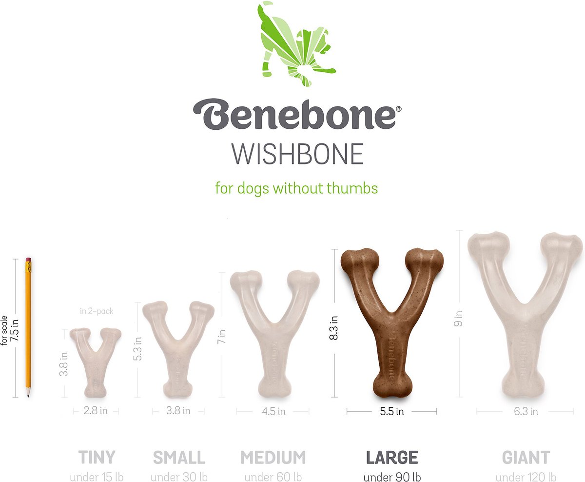 BENEBONE Rotisserie Chicken Flavor Wishbone Tough Dog Chew Toy, Large ...
