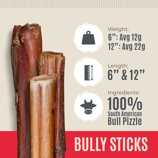 BEST DOG CHEWS Thin 6-in Bully Sticks Dog Treats, 6 count - Chewy.com