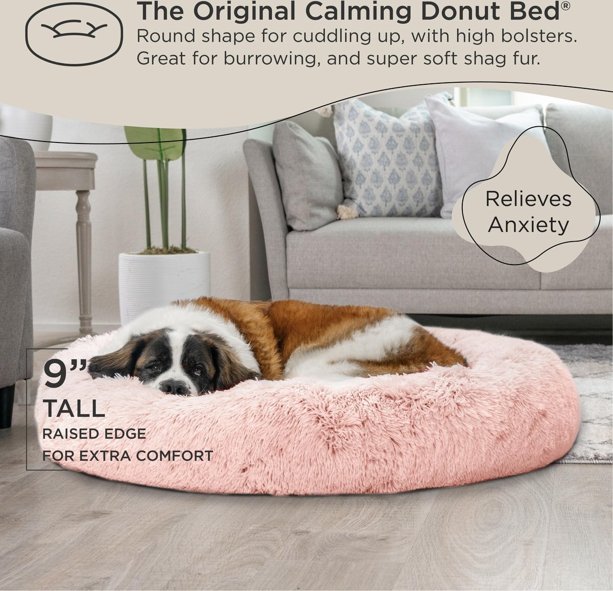 BEST FRIENDS BY SHERI The Original Calming Shag Fur Donut Cuddler Cat ...