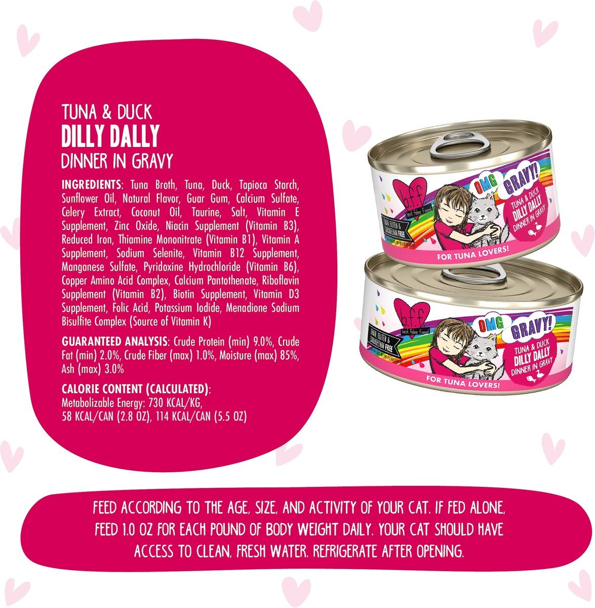 BFF OMG Dilly Dally! Tuna & Duck Flavor Wet Canned Cat Food, 2.8-oz can ...