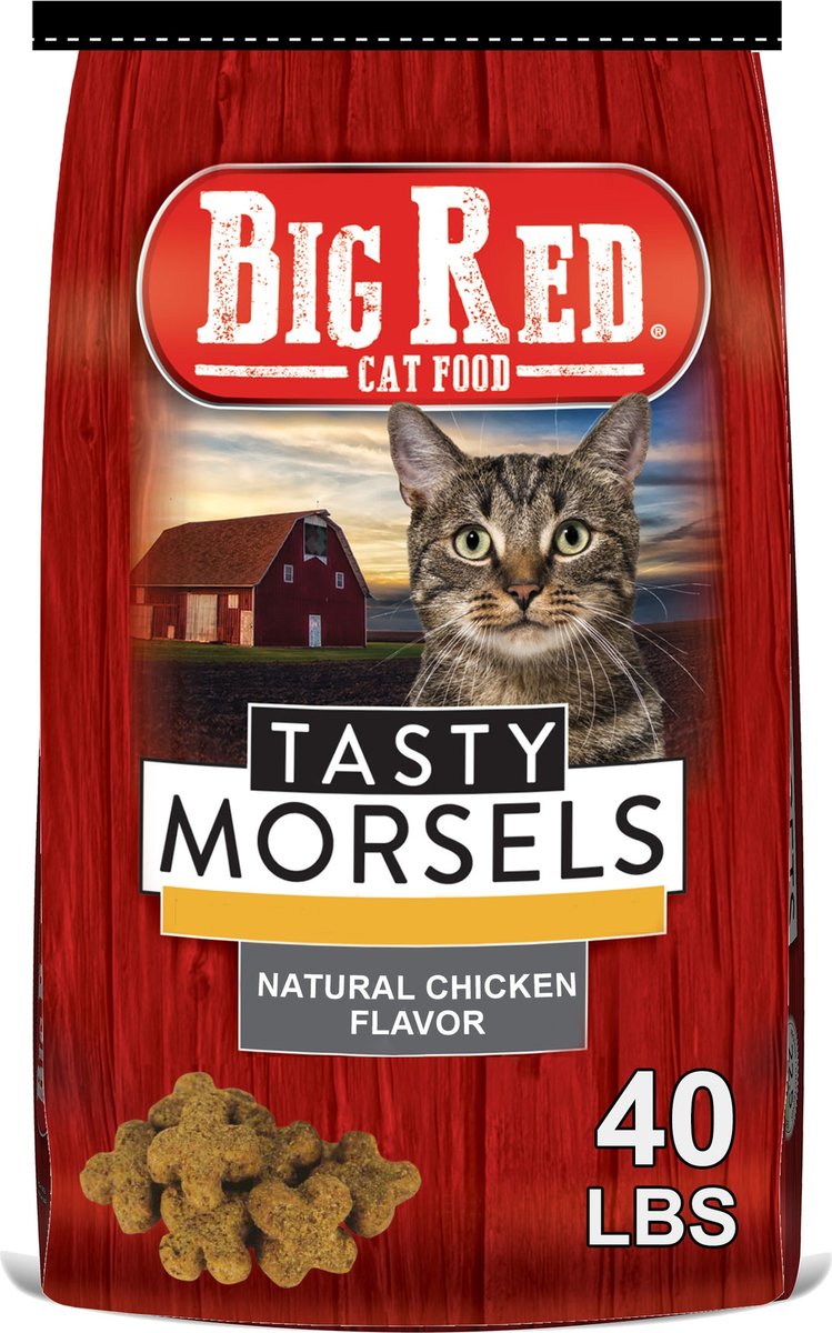 BIG RED Tasty Morsels Natural Chicken Flavor Dry Cat Food, 40-lb bag ...