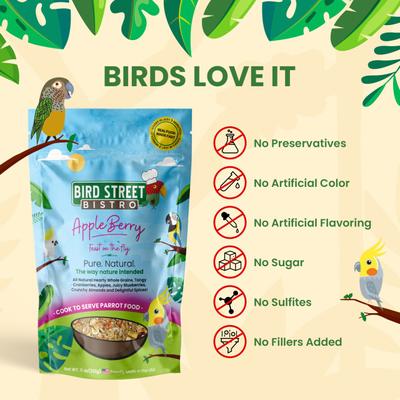 BIRD STREET BISTRO Cockatiel Cook To Serve Bird Food Sample Pack, 11-oz ...
