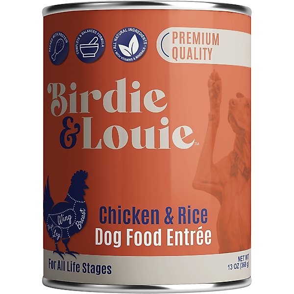 BIRDIE & LOUIE Chicken & Rice Flavored Pate Canned Dog Food, 13-oz ...