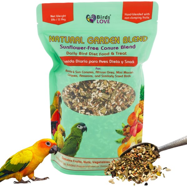 BIRDS LOVE Natural Garden Blend Sunflower-Free Conure Bird Food, 2-lb ...