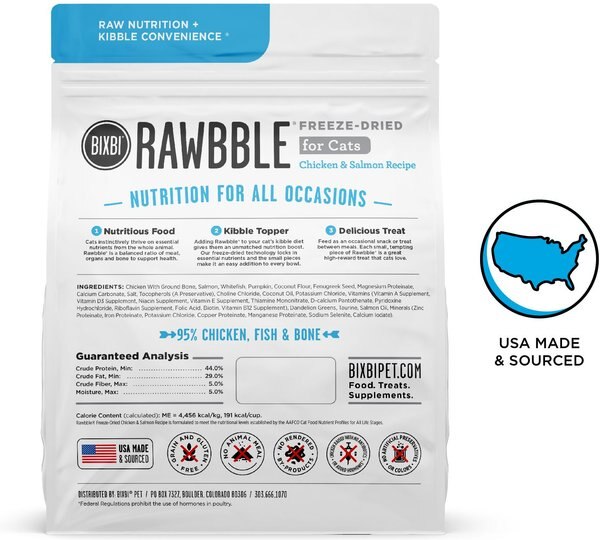 BIXBI RAWBBLE Chicken & Salmon Recipe Grain-Free Freeze-Dried Cat Food ...