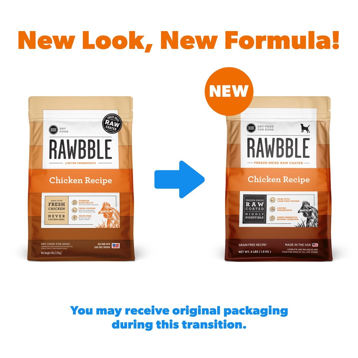 BIXBI RAWBBLE Fresh Chicken Recipe Limited Ingredient Grain-Free Dry ...