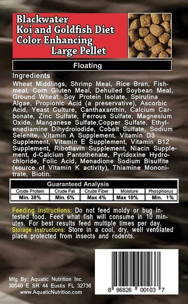 BLACKWATER PREMIUM KOI AND GOLDFISH FOOD Color Enhancing Pellet Fish ...