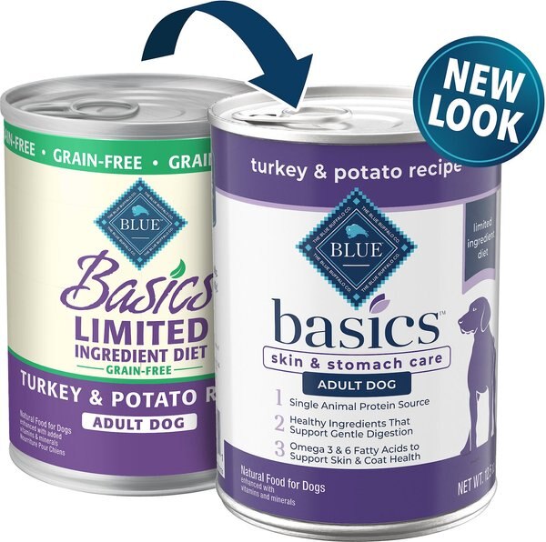 BLUE BUFFALO Basics Skin & Stomach Care Grain-Free Turkey & Potato ...