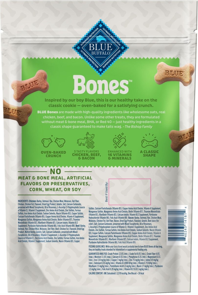 BLUE BUFFALO Bones Classic Assorted Flavors Small Dog Treats, 16-oz bag ...