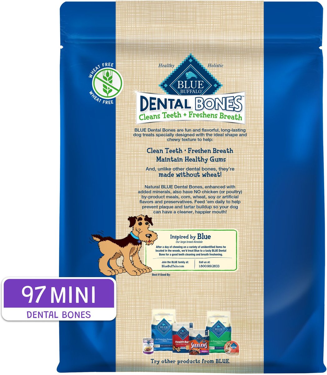 BLUE BUFFALO Dental Bones Mini All Natural Rawhide-Free Dental Dog ...
