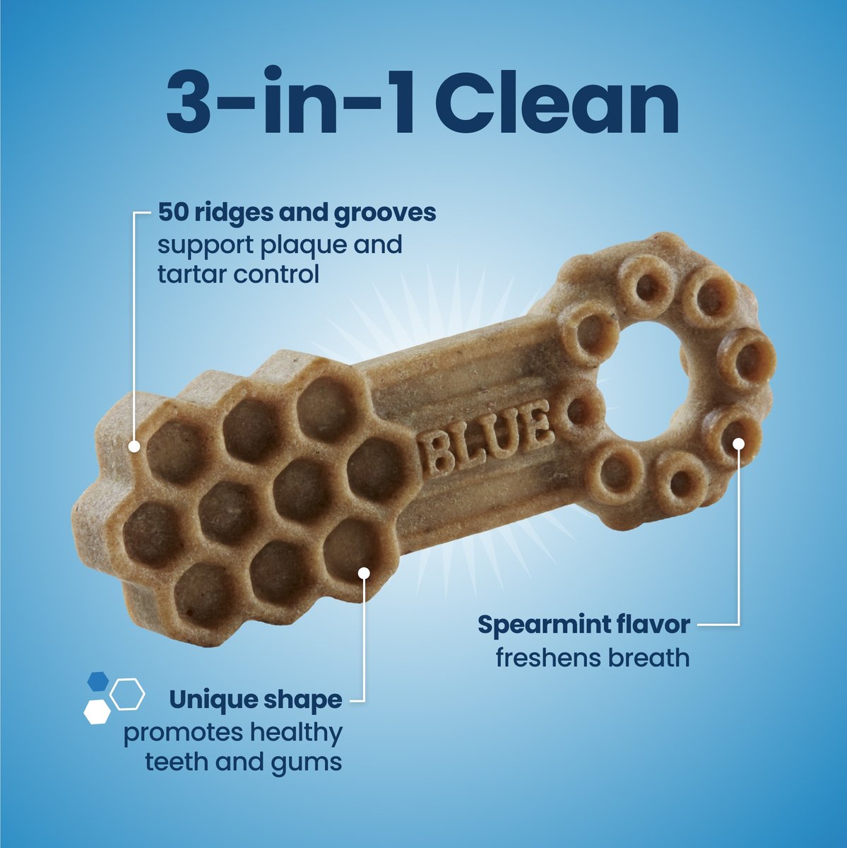 BLUE BUFFALO Medium Natural Chicken & Spearmint Dental Dog Chews Treats ...