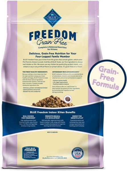 BLUE BUFFALO Freedom Indoor Kitten Chicken Recipe Grain-Free Dry Cat ...