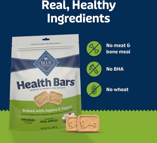 BLUE BUFFALO Health Bars Baked with Apples & Yogurt Dog Treats, 32-oz ...