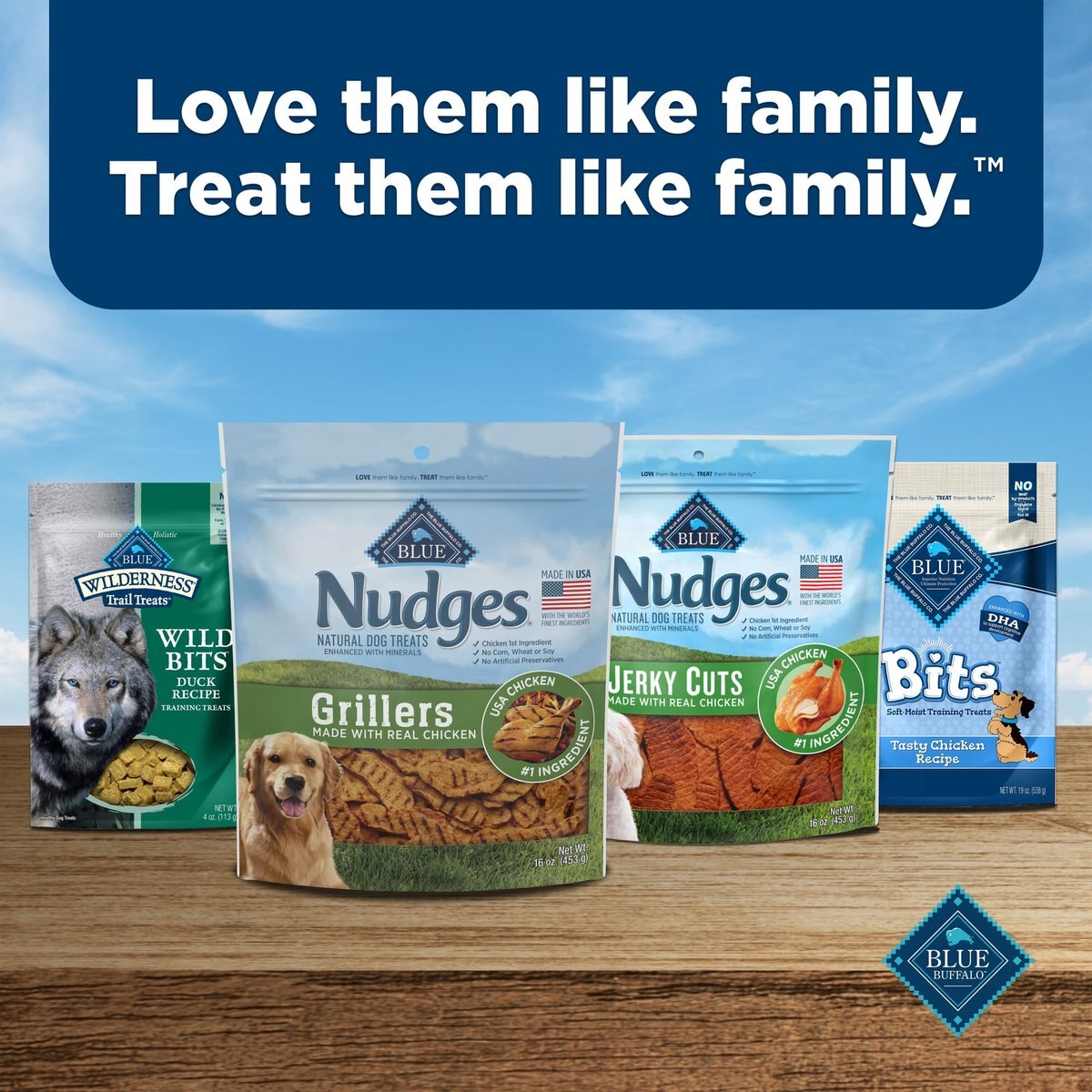 BLUE BUFFALO Nudges Grillers Chicken Dog Treats, 16-oz bag, bundle of 2 ...