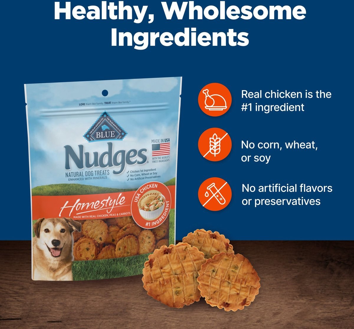 BLUE BUFFALO Nudges Homestyle Real Chicken Dog Treats, 16-oz bag ...