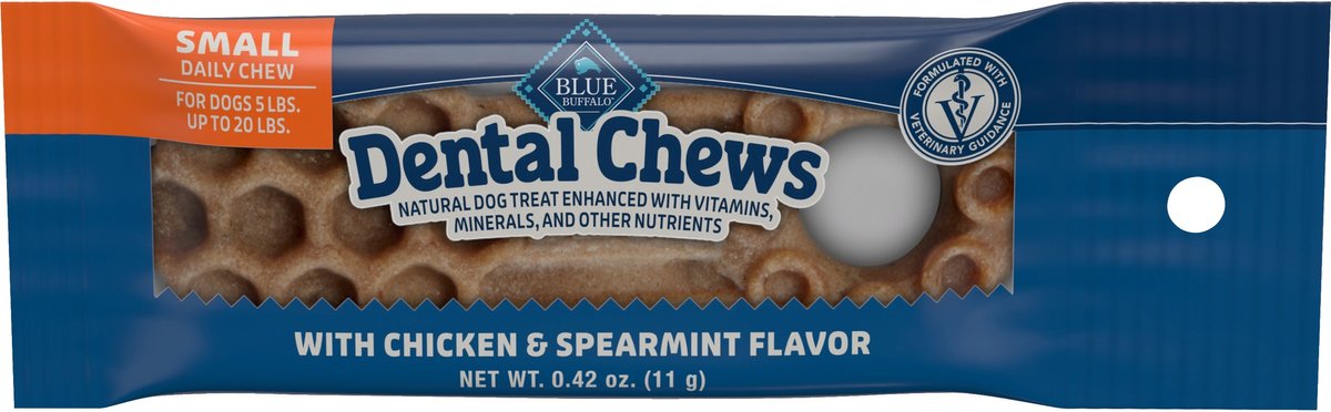 BLUE BUFFALO Small Natural Chicken & Spearmint Dental Dog Chews Treats ...
