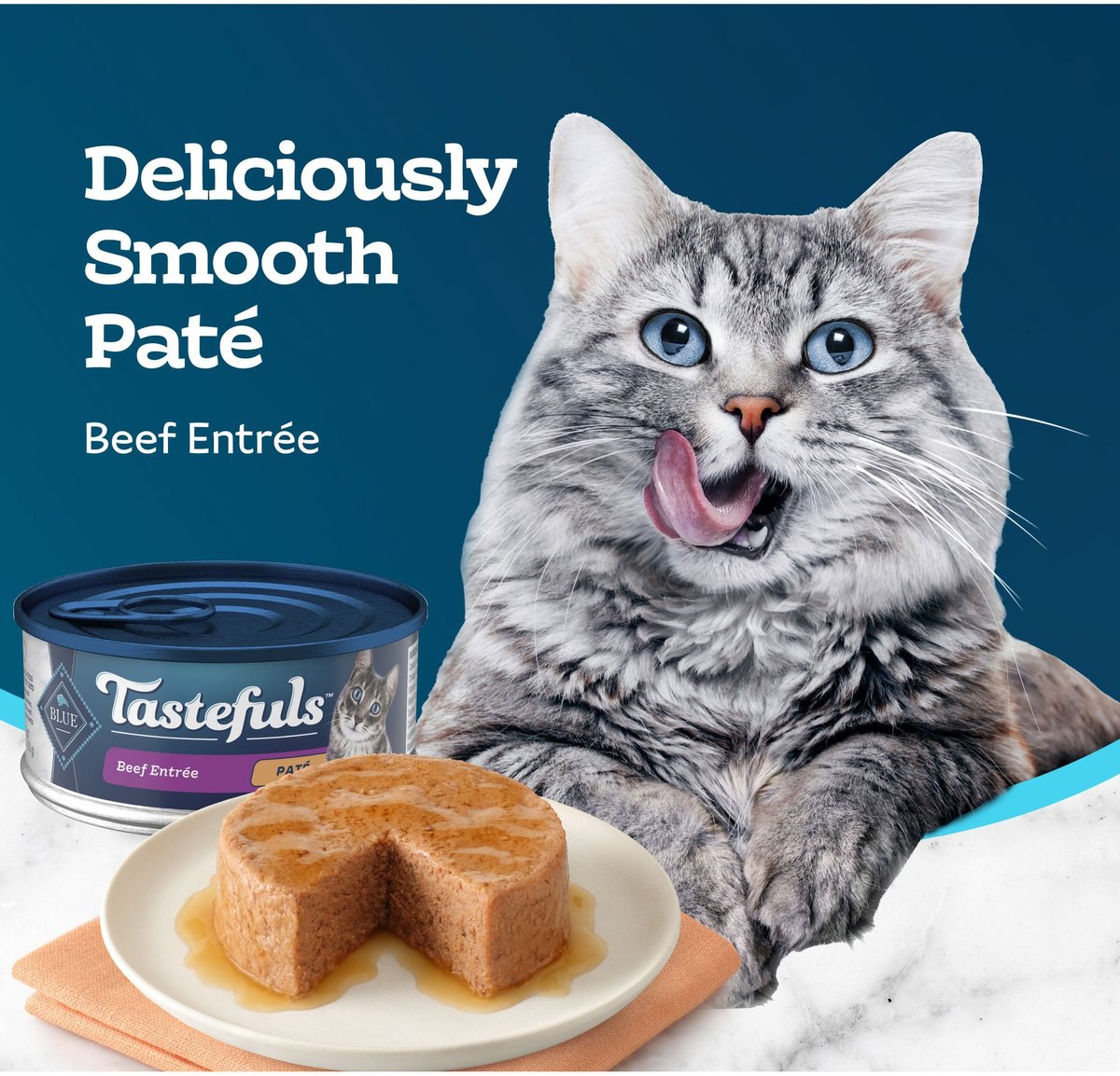 BLUE BUFFALO Tastefuls Beef Entrée Pate Wet Cat Food, 5.5-oz can, case ...