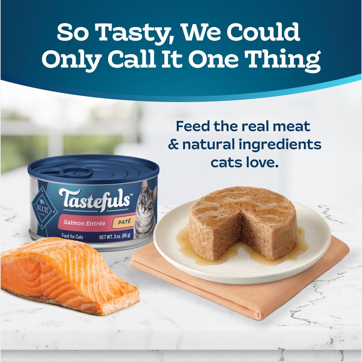 BLUE BUFFALO Tastefuls Salmon Entrée Pate Wet Cat Food, 3-oz can, case ...