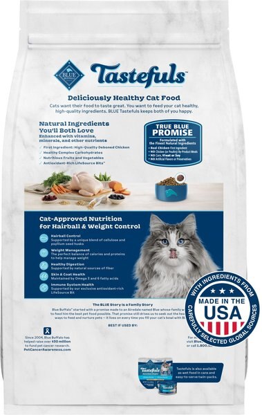 BLUE BUFFALO Tastefuls Weight & Hairball Control Adult Dry Cat Food, 7 ...