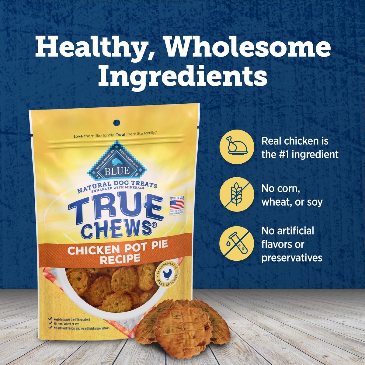 BLUE BUFFALO True Chews Chicken Pot Pie Recipe Dog Treats, 12-oz bag ...