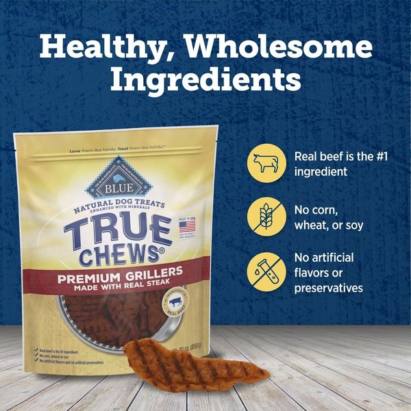 BLUE BUFFALO True Chews Premium Grillers with Real Steak Grain-Free Dog ...